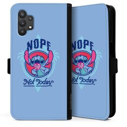 DeinDesign Galaxy A32 5G Handy Klapph&uuml;lle Handyh&uuml;lle aus Kunst Leder schwarz Flip Case Disney Sayings Lilo & Stitch Sideflip mit langer Lasche