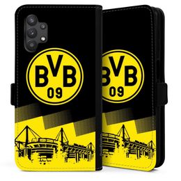 DeinDesign Galaxy A32 5G Handy Klapph&uuml;lle Handyh&uuml;lle aus Kunst Leder schwarz Flip Case Bvb Stadium Borussia Dortmund Sideflip mit langer Lasche