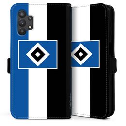 DeinDesign Galaxy A32 5G Handy Klapph&uuml;lle Handyh&uuml;lle aus Kunst Leder schwarz Flip Case Stripes Hsv Hamburger Sv Sideflip mit langer Lasche