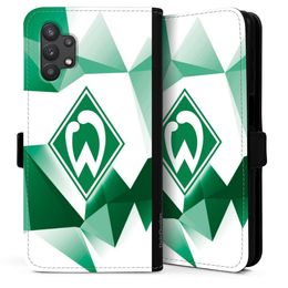 DeinDesign Galaxy A32 5G Handy Klapph&uuml;lle Handyh&uuml;lle aus Kunst Leder schwarz Flip Case Tarnmuster Official Licensed Product Sv Werder Bremen Sideflip mit langer 