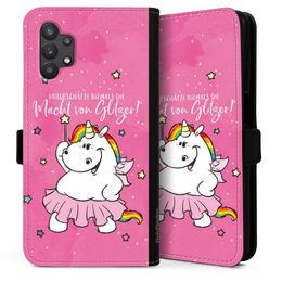 DeinDesign Galaxy A32 5G Handy Klapph&uuml;lle Handyh&uuml;lle aus Kunst Leder schwarz Flip Case Pummeleinhorn Pummel & Friends Official Licensed Product Sideflip mit 