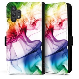DeinDesign Galaxy A32 5G Handy Klapph&uuml;lle Handyh&uuml;lle aus Kunst Leder schwarz Flip Case Colour Rainbow Water Sideflip mit langer Lasche