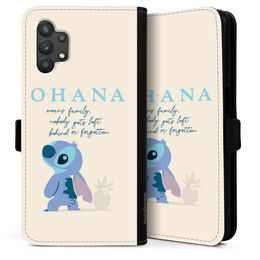 DeinDesign Galaxy A32 5G Handy Klapph&uuml;lle Handyh&uuml;lle aus Kunst Leder schwarz Flip Case Disney Official Licensed Product Lilo & Stitch Sideflip mit langer Lasche