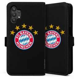 DeinDesign Galaxy A32 5G Handy Klapph&uuml;lle Handyh&uuml;lle aus Kunst Leder schwarz Flip Case Star Fc Bayern M&uuml;nchen Fcb Sideflip mit langer Lasche