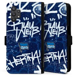 DeinDesign Galaxy A32 5G Handy Klapph&uuml;lle Handyh&uuml;lle aus Kunst Leder schwarz Flip Case Official Licensed Product Hertha Bsc Graffiti Sideflip mit langer Lasche
