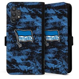DeinDesign Galaxy A32 5G Handy Klapph&uuml;lle Handyh&uuml;lle aus Kunst Leder schwarz Flip Case Hertha Bsc Flag Logo Sideflip mit langer Lasche