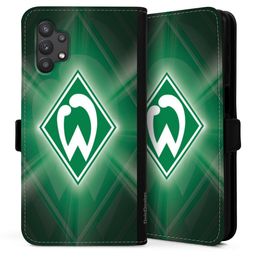 DeinDesign Galaxy A32 5G Handy Klapph&uuml;lle Handyh&uuml;lle aus Kunst Leder schwarz Flip Case Coat Of Arms Official Licensed Product Sv Werder Bremen Sideflip mit 