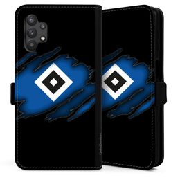DeinDesign Galaxy A32 5G Handy Klapph&uuml;lle Handyh&uuml;lle aus Kunst Leder schwarz Flip Case Official Licensed Product Hsv Hamburger Sv Sideflip mit langer Lasche