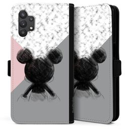 DeinDesign Galaxy A32 5G Handy Klapph&uuml;lle Handyh&uuml;lle aus Kunst Leder schwarz Flip Case Marble Disney Mickey Mouse Sideflip mit langer Lasche