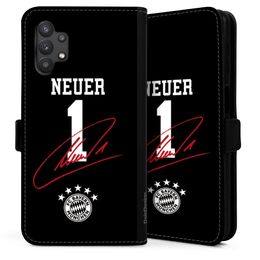 DeinDesign Galaxy A32 5G Handy Klapph&uuml;lle Handyh&uuml;lle aus Kunst Leder schwarz Flip Case Manuel Neuer Fc Bayern M&uuml;nchen Fcb Sideflip mit langer Lasche
