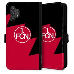 DeinDesign Galaxy A32 5G Handy Klapph&uuml;lle Handyh&uuml;lle aus Kunst Leder schwarz Flip Case 1. Fc N&uuml;rnberg Merchandise 1. Fcn Sideflip mit langer Lasche