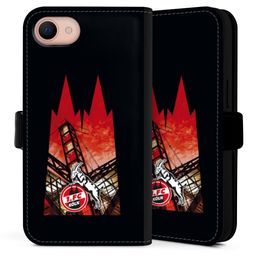 DeinDesign iPhone 16e Handy Klapph&uuml;lle Handyh&uuml;lle aus Kunst Leder schwarz Flip Case 1. Fc K&ouml;ln Cologne Cathedral Official Licensed Product Sideflip mit Lasche