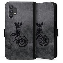 DeinDesign Galaxy A32 5G Handy Klapph&uuml;lle Handyh&uuml;lle aus Kunst Leder schwarz Flip Case Msv Duisburg Zebra Official Licensed Product Sideflip mit langer Lasche