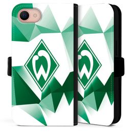 DeinDesign iPhone 16e Handy Klapph&uuml;lle Handyh&uuml;lle aus Kunst Leder schwarz Flip Case Tarnmuster Sv Werder Bremen Official Licensed Product Sideflip mit Lasche