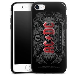 DeinDesign iPhone SE (2022) Handy Slim Case extra d&uuml;nn Silikon Handyh&uuml;lle schwarz H&uuml;lle Black Ice Merchandise Acdc Silikon Slim Case