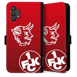 DeinDesign Galaxy A32 5G Handy Klapph&uuml;lle Handyh&uuml;lle aus Kunst Leder schwarz Flip Case Devil Official Licensed Product 1. Fc Kaiserslautern Sideflip mit langer 