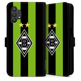 DeinDesign Galaxy A32 5G Handy Klapph&uuml;lle Handyh&uuml;lle aus Kunst Leder schwarz Flip Case Borussia M&ouml;nchengladbach Gladbach Stripes Sideflip mit langer Lasche