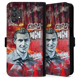 DeinDesign Galaxy A32 5G Handy Klapph&uuml;lle Handyh&uuml;lle aus Kunst Leder schwarz Flip Case 1. Fck 1. Fc Kaiserslautern Fritz Walter Sideflip mit langer Lasche