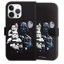 DeinDesign iPhone 14 Pro Max Handy Klapph&uuml;lle Handyh&uuml;lle aus Kunst Leder schwarz Flip Case Weltall Star Wars Movie Sideflip mit Lasche