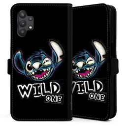 DeinDesign Galaxy A32 5G Handy Klapph&uuml;lle Handyh&uuml;lle aus Kunst Leder schwarz Flip Case Lilo & Stitch Official Licensed Product Disney Sideflip mit langer Lasche