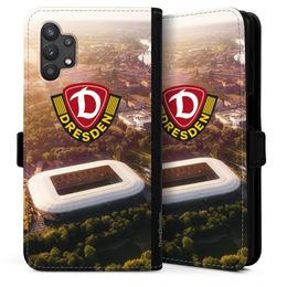 DeinDesign Galaxy A32 5G Handy Klapph&uuml;lle Handyh&uuml;lle aus Kunst Leder schwarz Flip Case Stadium Sg Dynamo Dresden Sgd Sideflip mit langer Lasche