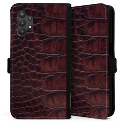 DeinDesign Galaxy A32 5G Handy Klapph&uuml;lle Handyh&uuml;lle aus Kunst Leder schwarz Flip Case Leather Crocodile Animal Print Sideflip mit langer Lasche