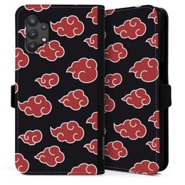 DeinDesign Galaxy A32 5G Handy Klapph&uuml;lle Handyh&uuml;lle aus Kunst Leder schwarz Flip Case Naruto Shippuden Akatsuki Official Licensed Product Sideflip mit langer 