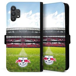 DeinDesign Galaxy A32 5G Handy Klapph&uuml;lle Handyh&uuml;lle aus Kunst Leder schwarz Flip Case Rb Leipzig Stadium Official Licensed Product Sideflip mit langer Lasche