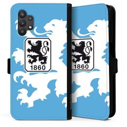 DeinDesign Galaxy A32 5G Handy Klapph&uuml;lle Handyh&uuml;lle aus Kunst Leder schwarz Flip Case Official Licensed Product Tsv 1860 M&uuml;nchen Coat Of Arms Sideflip mit 