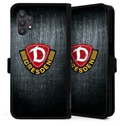 DeinDesign Galaxy A32 5G Handy Klapph&uuml;lle Handyh&uuml;lle aus Kunst Leder schwarz Flip Case Sg Dynamo Dresden Official Licensed Product Sgd Sideflip mit langer Lasche