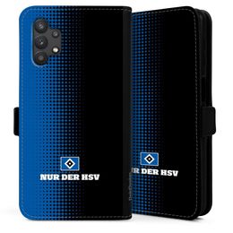 DeinDesign Galaxy A32 5G Handy Klapph&uuml;lle Handyh&uuml;lle aus Kunst Leder schwarz Flip Case Logo Official Licensed Product Hsv Sideflip mit langer Lasche