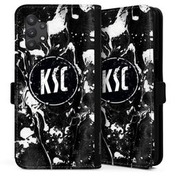 DeinDesign Galaxy A32 5G Handy Klapph&uuml;lle Handyh&uuml;lle aus Kunst Leder schwarz Flip Case Official Licensed Product Ksc Karlsruher Sc Sideflip mit langer Lasche