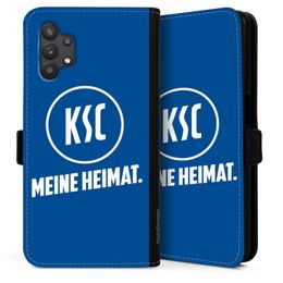 DeinDesign Galaxy A32 5G Handy Klapph&uuml;lle Handyh&uuml;lle aus Kunst Leder schwarz Flip Case Ksc Karlsruher Sc Statement Sideflip mit langer Lasche