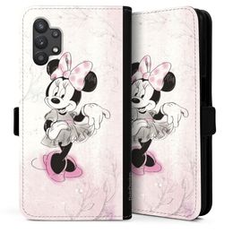 DeinDesign Galaxy A32 5G Handy Klapph&uuml;lle Handyh&uuml;lle aus Kunst Leder schwarz Flip Case Vintage Minnie Mouse Disney Sideflip mit langer Lasche