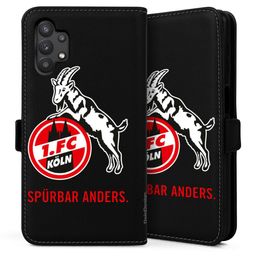 DeinDesign Galaxy A32 5G Handy Klapph&uuml;lle Handyh&uuml;lle aus Kunst Leder schwarz Flip Case Transparent Official Licensed Product 1. Fc K&ouml;ln Sideflip mit langer 
