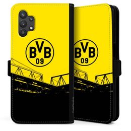 DeinDesign Galaxy A32 5G Handy Klapph&uuml;lle Handyh&uuml;lle aus Kunst Leder schwarz Flip Case Merchandise Bvb Borussia Dortmund Sideflip mit langer Lasche