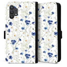 DeinDesign Galaxy A32 5G Handy Klapph&uuml;lle Handyh&uuml;lle aus Kunst Leder schwarz Flip Case Muster Flowers Flower Sideflip mit langer Lasche