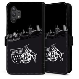 DeinDesign Galaxy A32 5G Handy Klapph&uuml;lle Handyh&uuml;lle aus Kunst Leder schwarz Flip Case Skyline Official Licensed Product 1. Fc K&ouml;ln Sideflip mit langer Lasche
