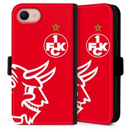 DeinDesign iPhone 16e Handy Klapph&uuml;lle Handyh&uuml;lle aus Kunst Leder schwarz Flip Case Star Devil 1. Fc Kaiserslautern Sideflip mit Lasche