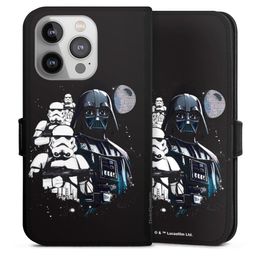 DeinDesign iPhone 14 Pro Handy Klapph&uuml;lle Handyh&uuml;lle aus Kunst Leder schwarz Flip Case Weltall Star Wars Movie Sideflip mit langer Lasche