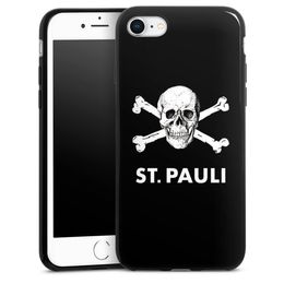 DeinDesign iPhone SE (2022) Handy Slim Case extra d&uuml;nn Silikon Handyh&uuml;lle schwarz H&uuml;lle Official Licensed Product Fc St. Pauli Totenkopf Silikon Slim Case