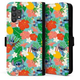 DeinDesign Galaxy A32 5G Handy Klapph&uuml;lle Handyh&uuml;lle aus Kunst Leder schwarz Flip Case Disney Movie Lilo & Stitch Sideflip mit langer Lasche