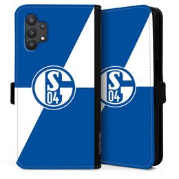DeinDesign Galaxy A32 5G Handy Klapph&uuml;lle Handyh&uuml;lle aus Kunst Leder schwarz Flip Case Bundesliga Official Licensed Product Fc Schalke 04 Sideflip mit langer 