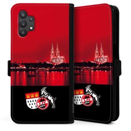 DeinDesign Galaxy A32 5G Handy Klapph&uuml;lle Handyh&uuml;lle aus Kunst Leder schwarz Flip Case 1. Fc K&ouml;ln Skyline Official Licensed Product Sideflip mit langer Lasche