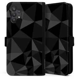 DeinDesign Galaxy A32 5G Handy Klapph&uuml;lle Handyh&uuml;lle aus Kunst Leder schwarz Flip Case Abstract Muster Geometric Sideflip mit langer Lasche