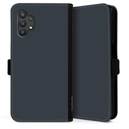 DeinDesign Galaxy A32 5G Handy Klapph&uuml;lle Handyh&uuml;lle aus Kunst Leder schwarz Flip Case Anthracite Unicoloured Grey Sideflip mit langer Lasche