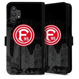 DeinDesign Galaxy A32 5G Handy Klapph&uuml;lle Handyh&uuml;lle aus Kunst Leder schwarz Flip Case Logo Official Licensed Product Fortuna D&uuml;sseldorf Sideflip mit langer 