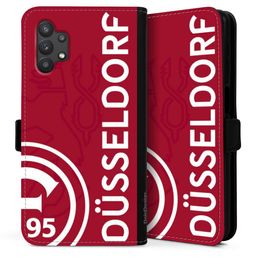 DeinDesign Galaxy A32 5G Handy Klapph&uuml;lle Handyh&uuml;lle aus Kunst Leder schwarz Flip Case Lettering F95 Fortuna D&uuml;sseldorf Sideflip mit langer Lasche