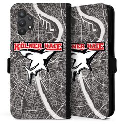 DeinDesign Galaxy A32 5G Handy Klapph&uuml;lle Handyh&uuml;lle aus Kunst Leder schwarz Flip Case Ice Hockey K&ouml;lner Haie Official Licensed Product Sideflip mit langer 