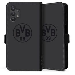 DeinDesign Galaxy A32 5G Handy Klapph&uuml;lle Handyh&uuml;lle aus Kunst Leder schwarz Flip Case Borussia Dortmund Bvb Logo Sideflip mit langer Lasche
